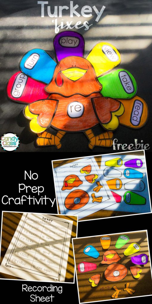 Prefix Thanksgiving Turkey Craft Freebie – The Candy Class